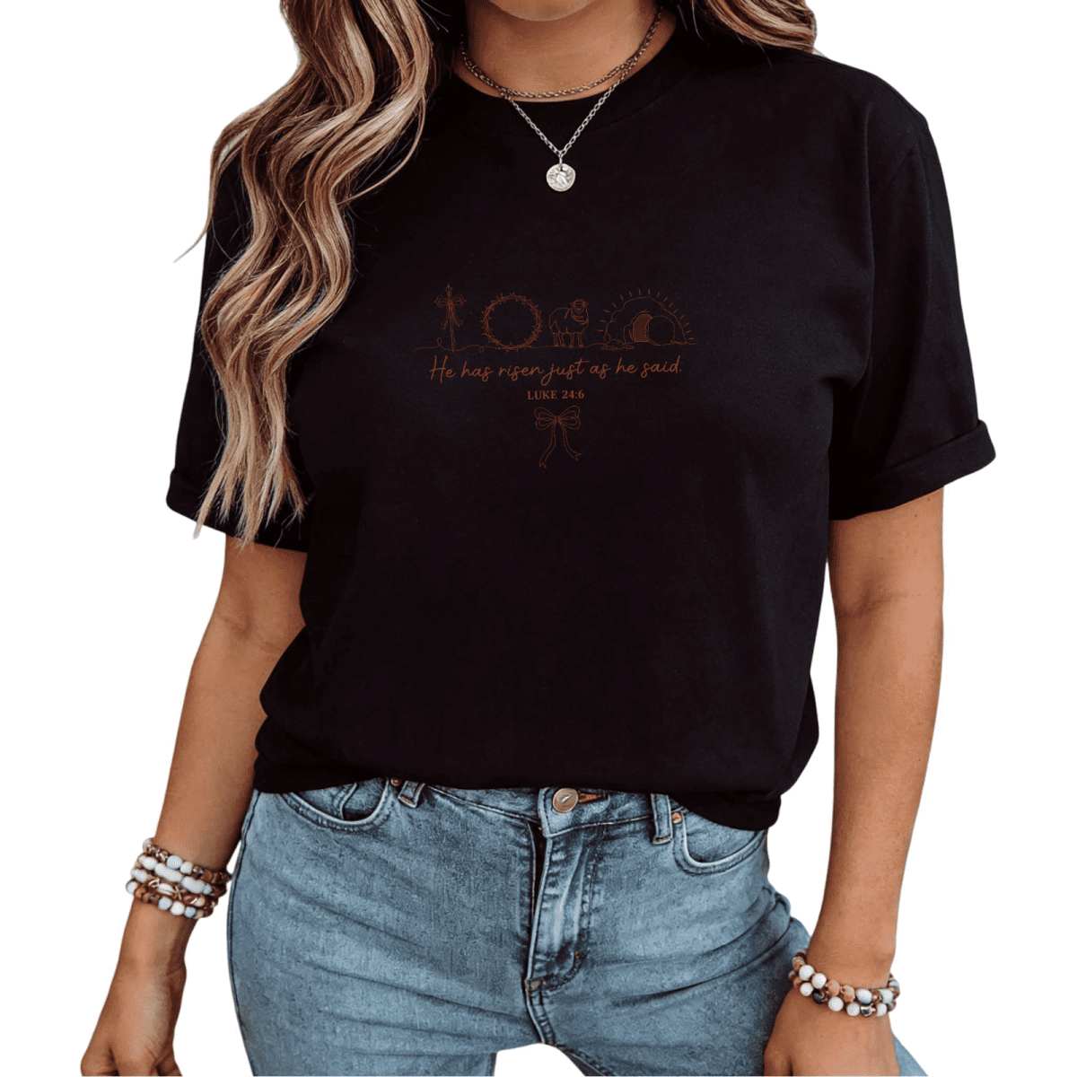 Black He Has Risen Just As He Said Graphic Tee Luke 24:6 Christian ...