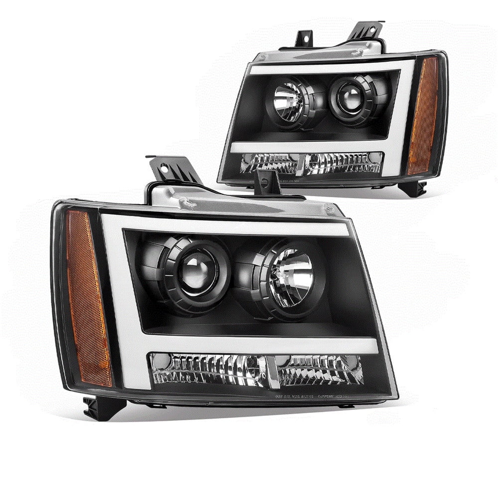 Black Headlights Pair Fit For 2007-2014 Chevy Suburban/Tahoe/Avalanche ...