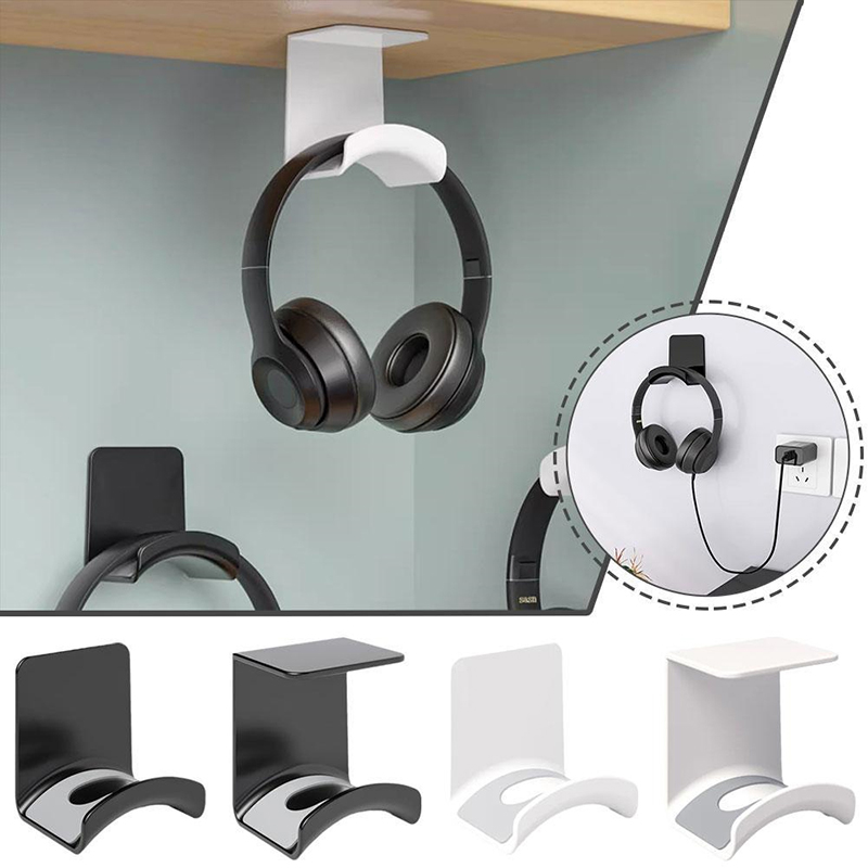 Black Headphone Stand Wall Mount Under Desk Mount Hook Gaming Headset ...