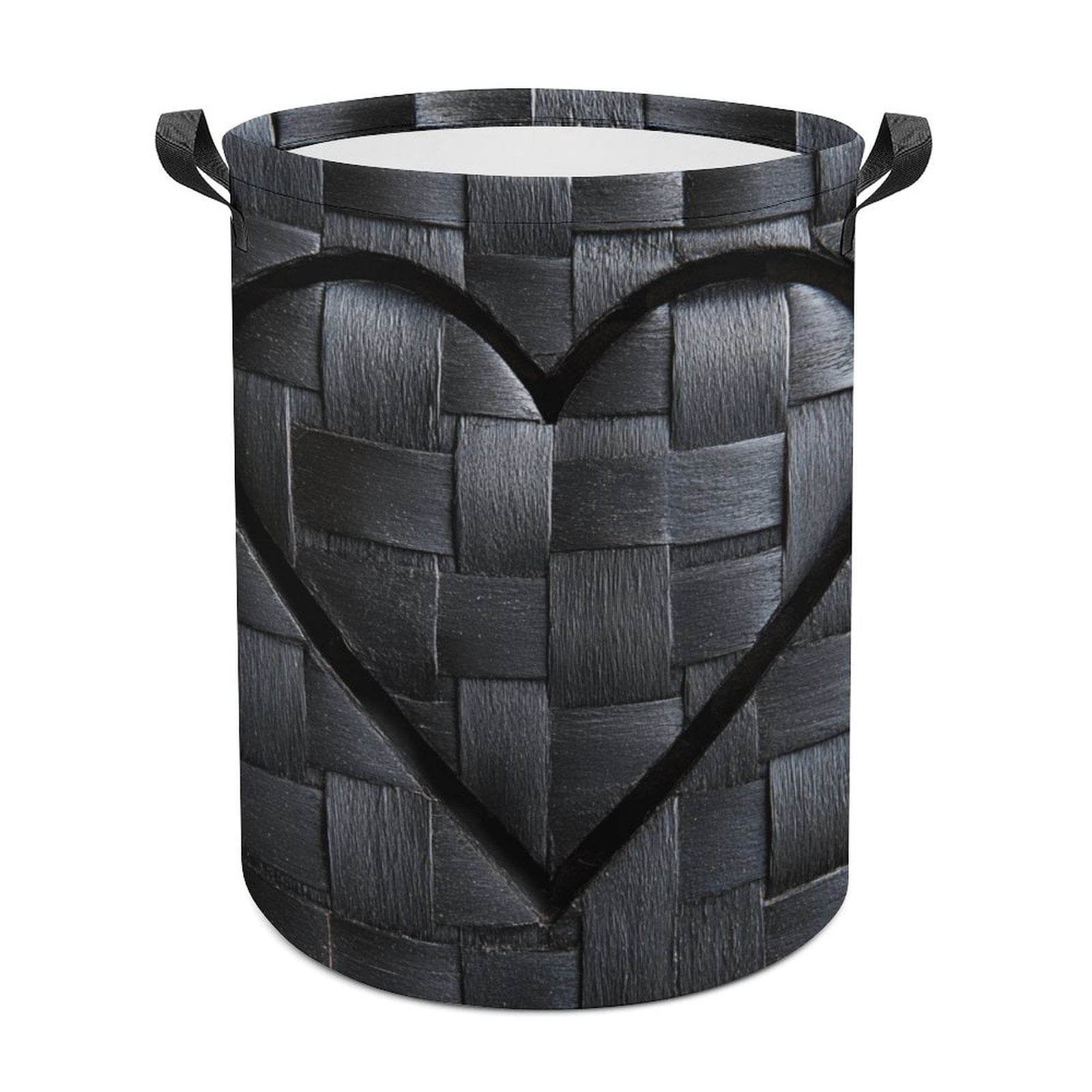 Black Heart Pattern Waterproof Oxford Cloth Laundry Hamper, Collapsible ...