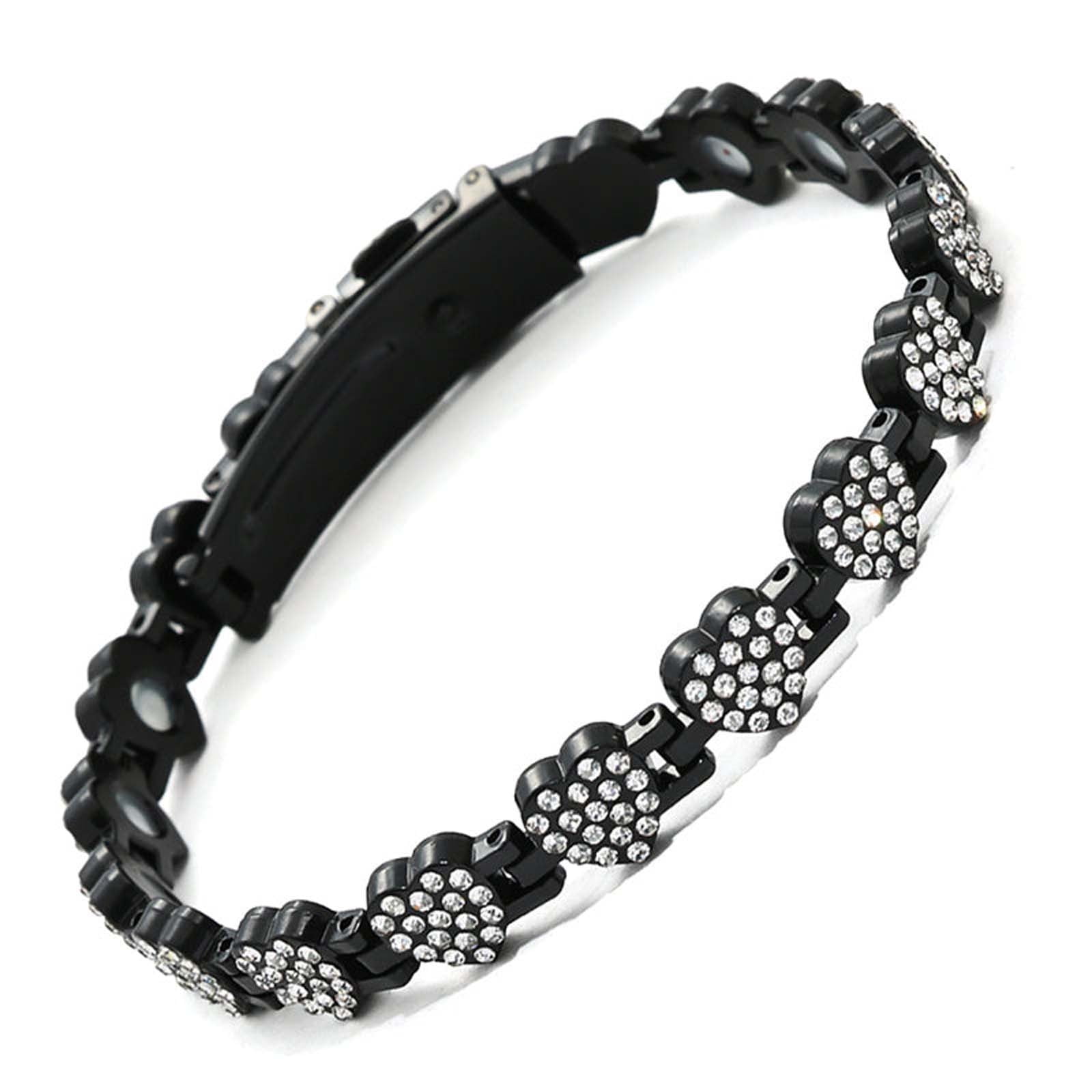 Black Heart Shaped Magnetic Bracelet For Women Couple Jewelry Dazzling ...