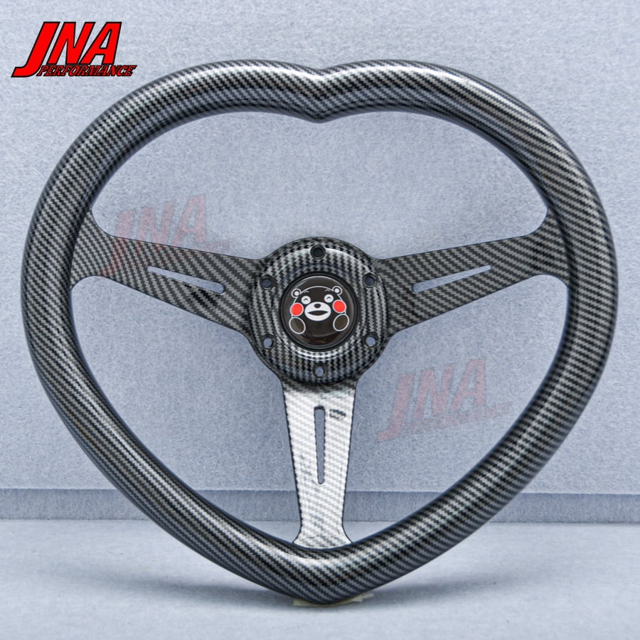 Black Heart Steering Wheel JDM Racing Sports Car & Sim Race Steering ...