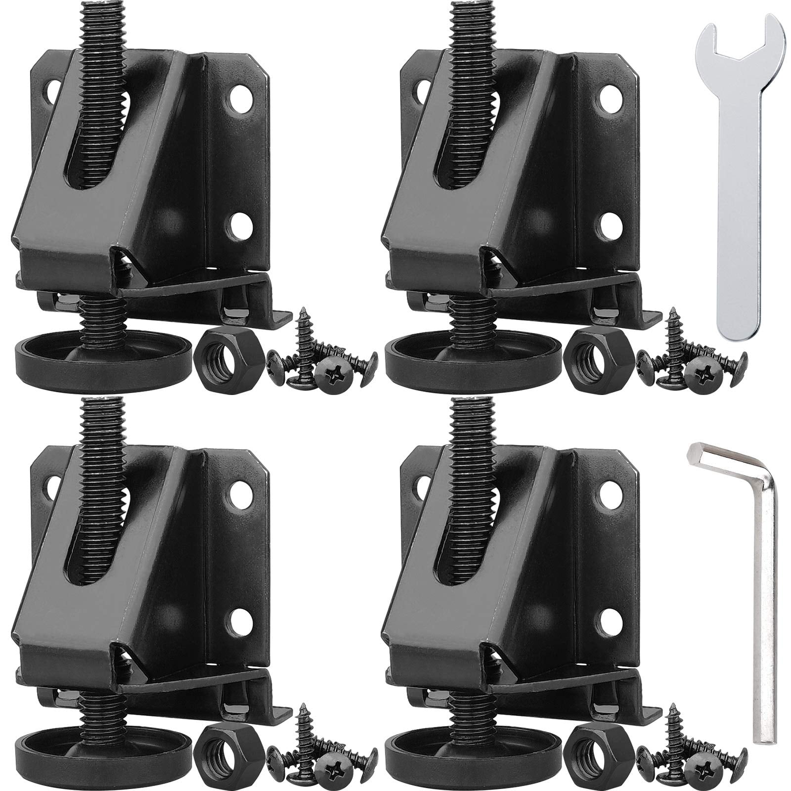 Black Heavy Duty Adjustable Furniture Levelers With Lock Nuts & Tools ...