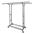 Black Heavy Duty Double Rod Metal Garment Clothes Rack - Walmart.com