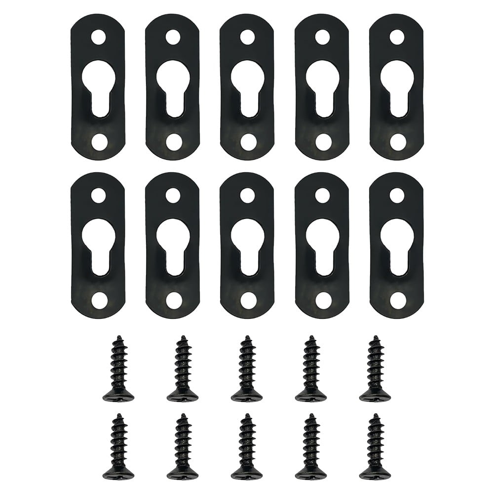 Black Heavy Duty Metal Keyhole Hanging Picture Screws Signs Cabinets ...