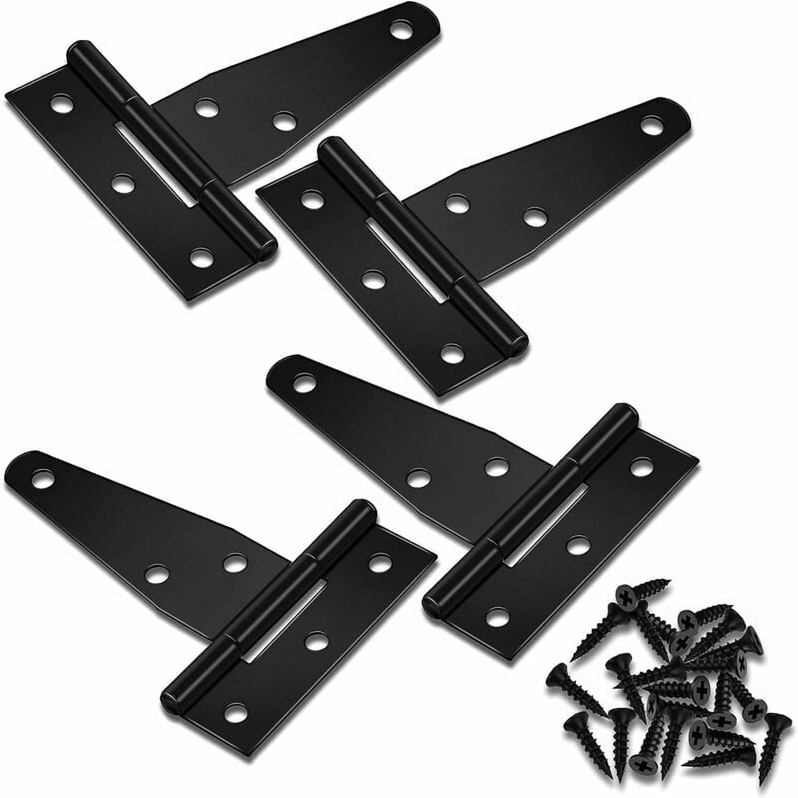 Black Heavy Duty T Hinges, 3" Metal Hinges, 4 Pack - Walmart.com