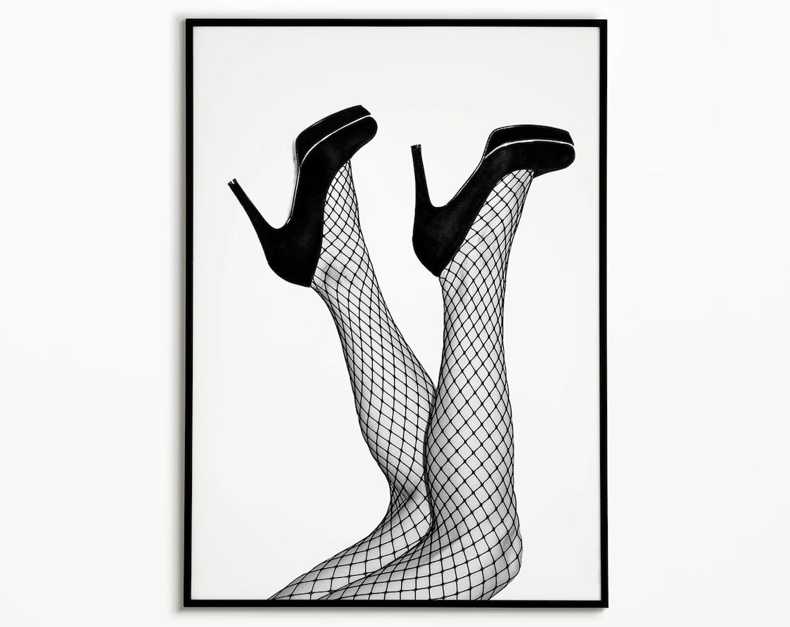 Black Heels Fashion Poster Chic Teen Room Decor V2, Stretched Canvas ...