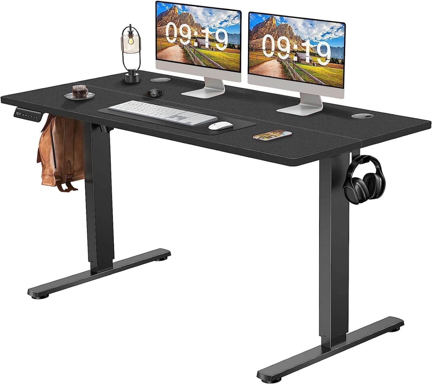 Black Height Adjustable Standing Desk, Stand Up Electric Desk with ...