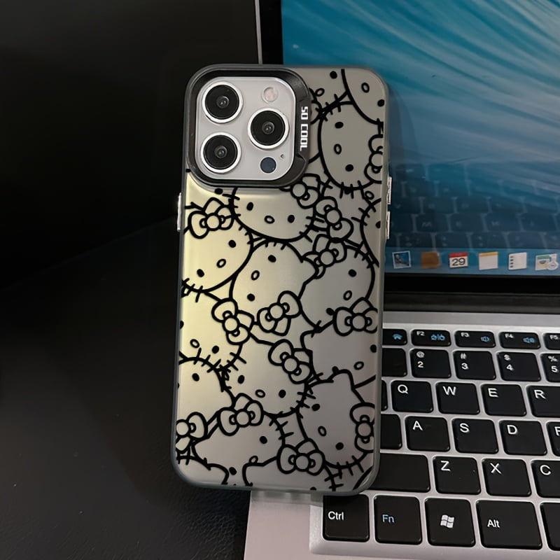 Black Hello Ki-tty phone case, compatible with iPhone 16/15/14/13/12/11 ...