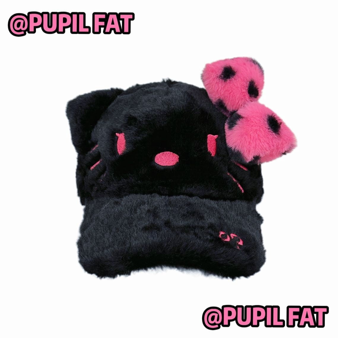 Black Hello Kitty Pink Embroidered Plush Truck Baseball Cap for Women ...