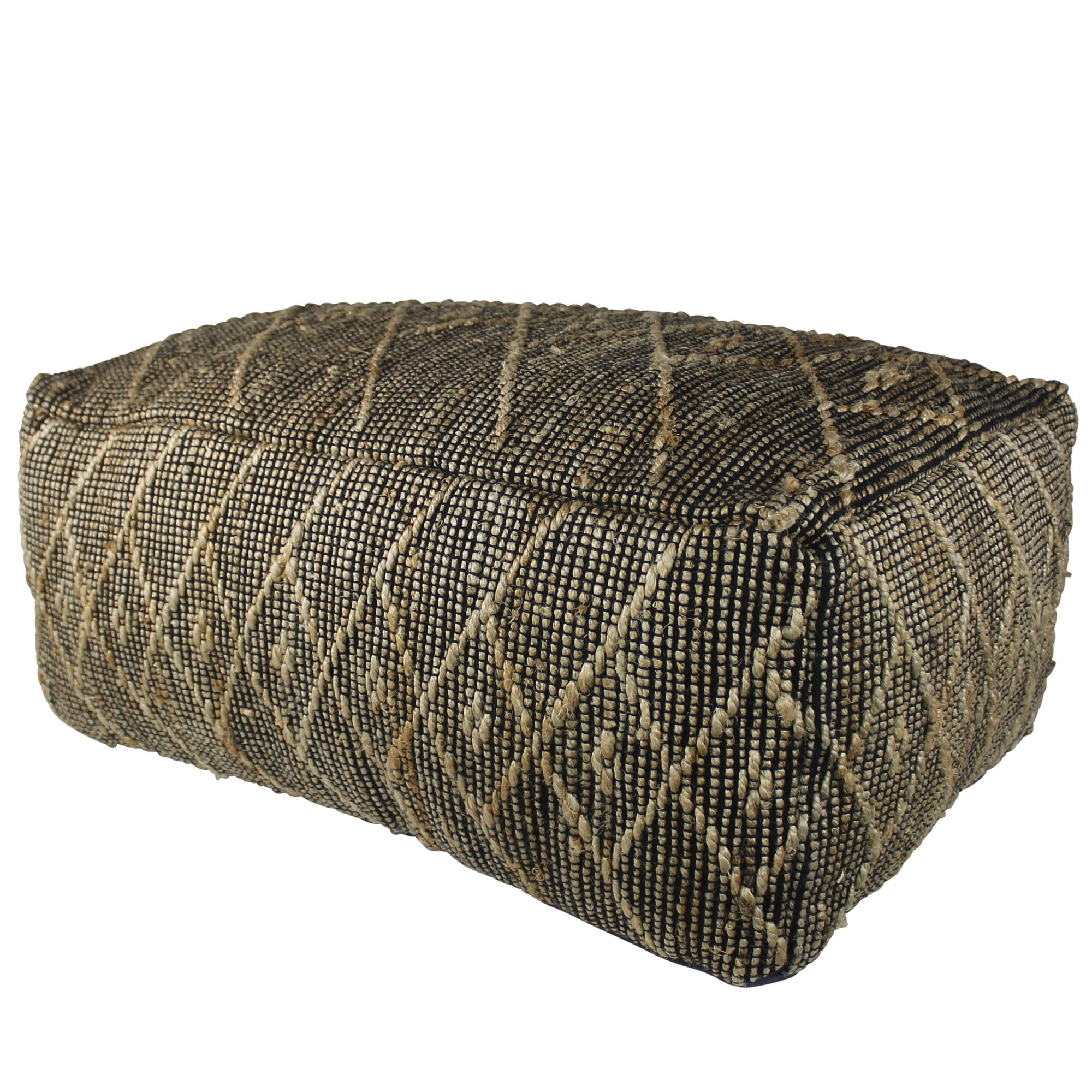 Black Hemp Textured Rectangle Pouf - Walmart.com