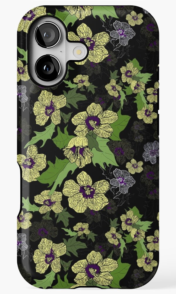 Black Henbane Flowers Phone Case for iPhone 11 12 13 14 15 16 17 Pro ...