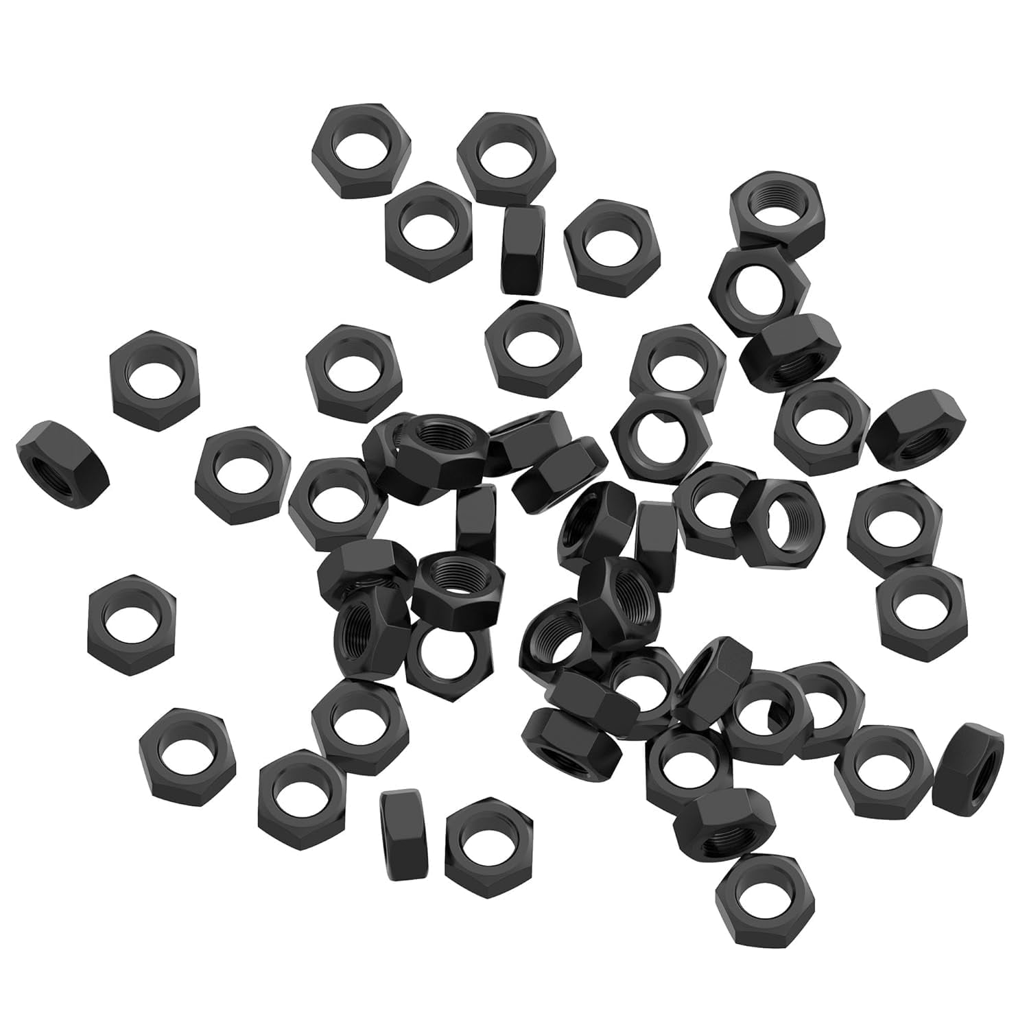 M6x1-50Pcs - Black Hex Nuts, Carbon Steel Metric Coarse Thread Hexagon ...