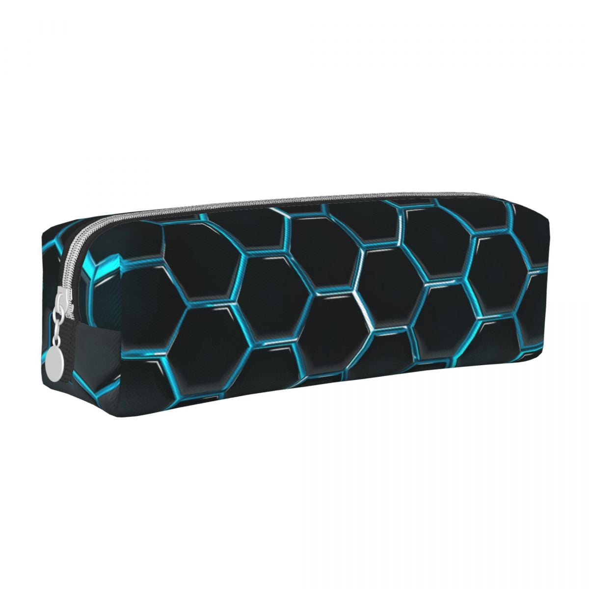 Black Hexagons Pencil Cases Fashion Futuristic Neon Art Pen Holder Bags ...