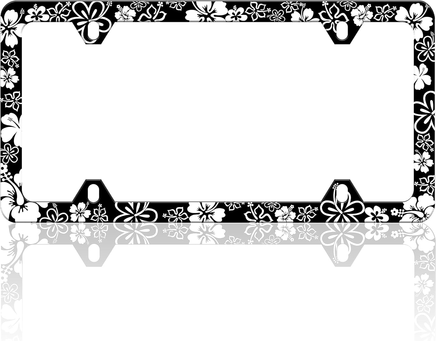 Black and Hibiscus Flower License Plate Frame Hawaii Floral License ...