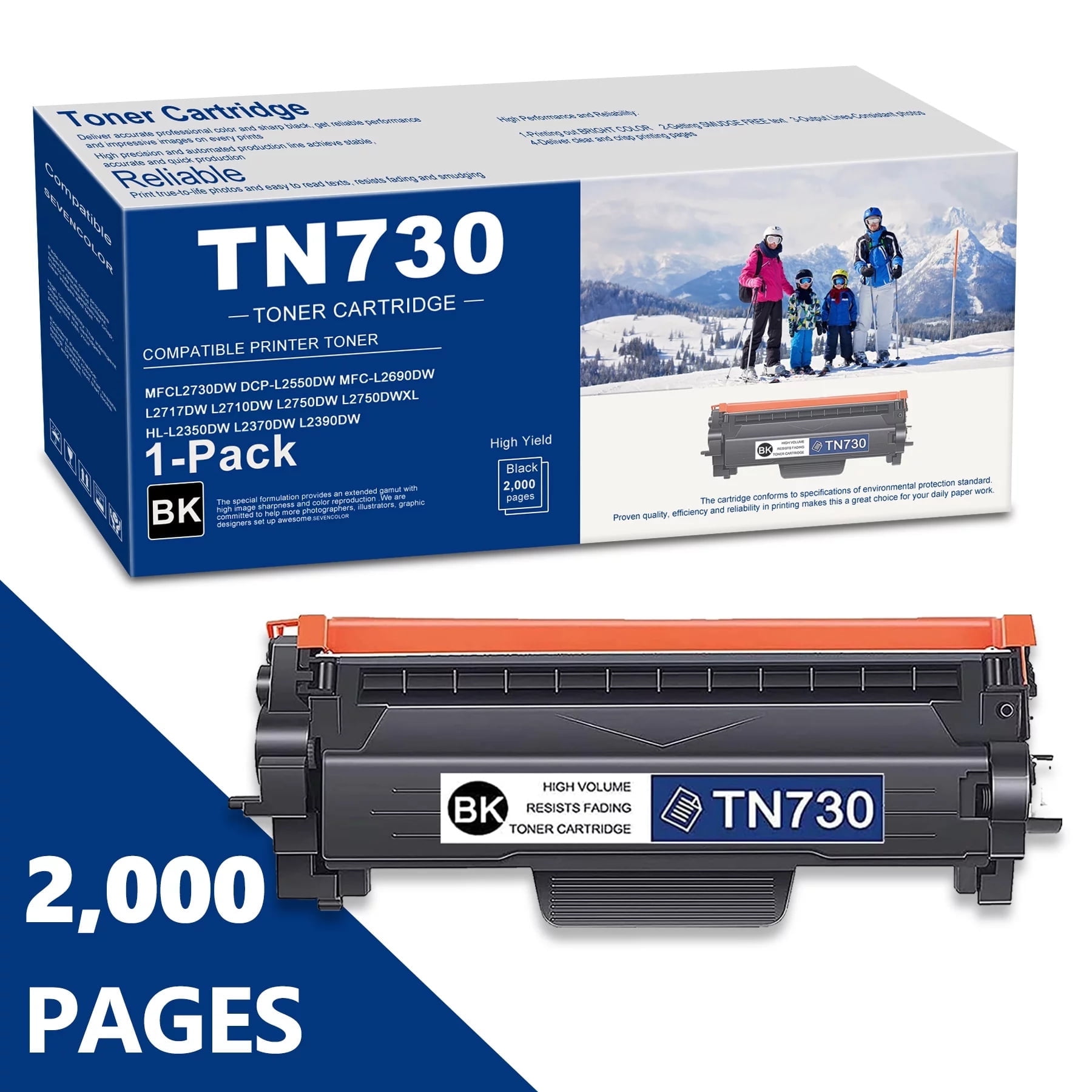 High Yield TN-730 Laser Toner Cartridge, Black, Replacement for Brother ...