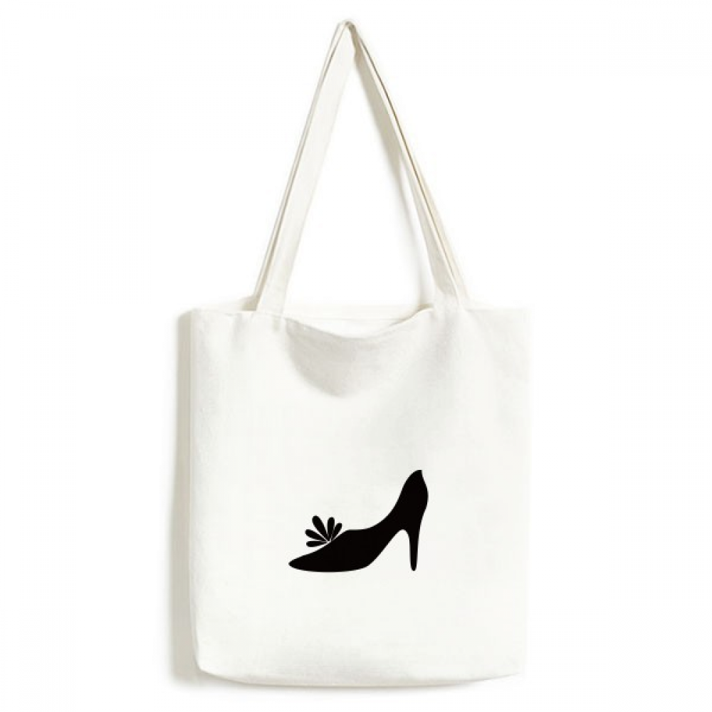 Black High Heels Flower Pattern Outline Tote Canvas Bag Shopping ...
