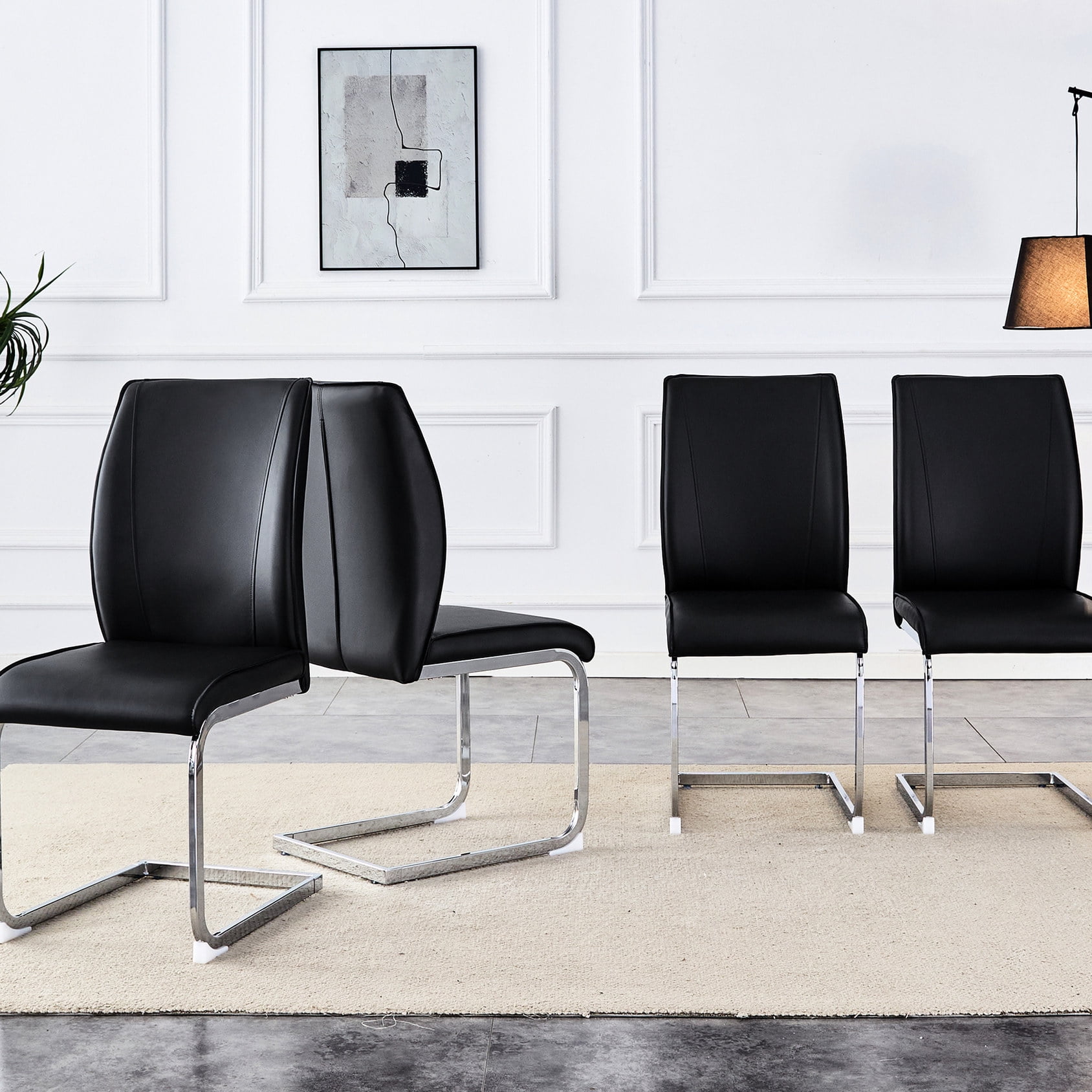 Black High-Resilience PU Arch Chairs with Silver Legs/Fashionable and ...