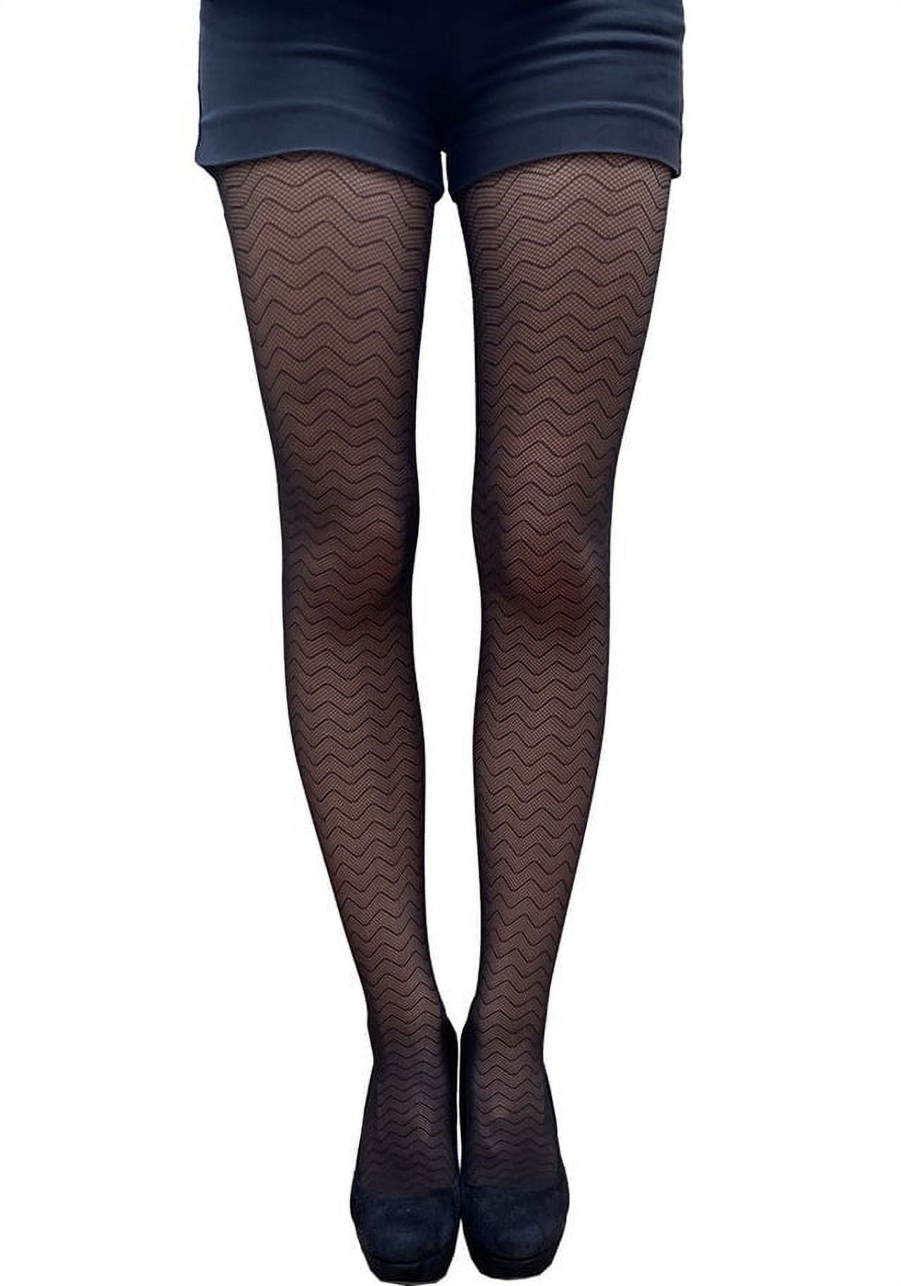 Black High Waist Patterned Fishnet Tights Geometric for Women - Walmart.com