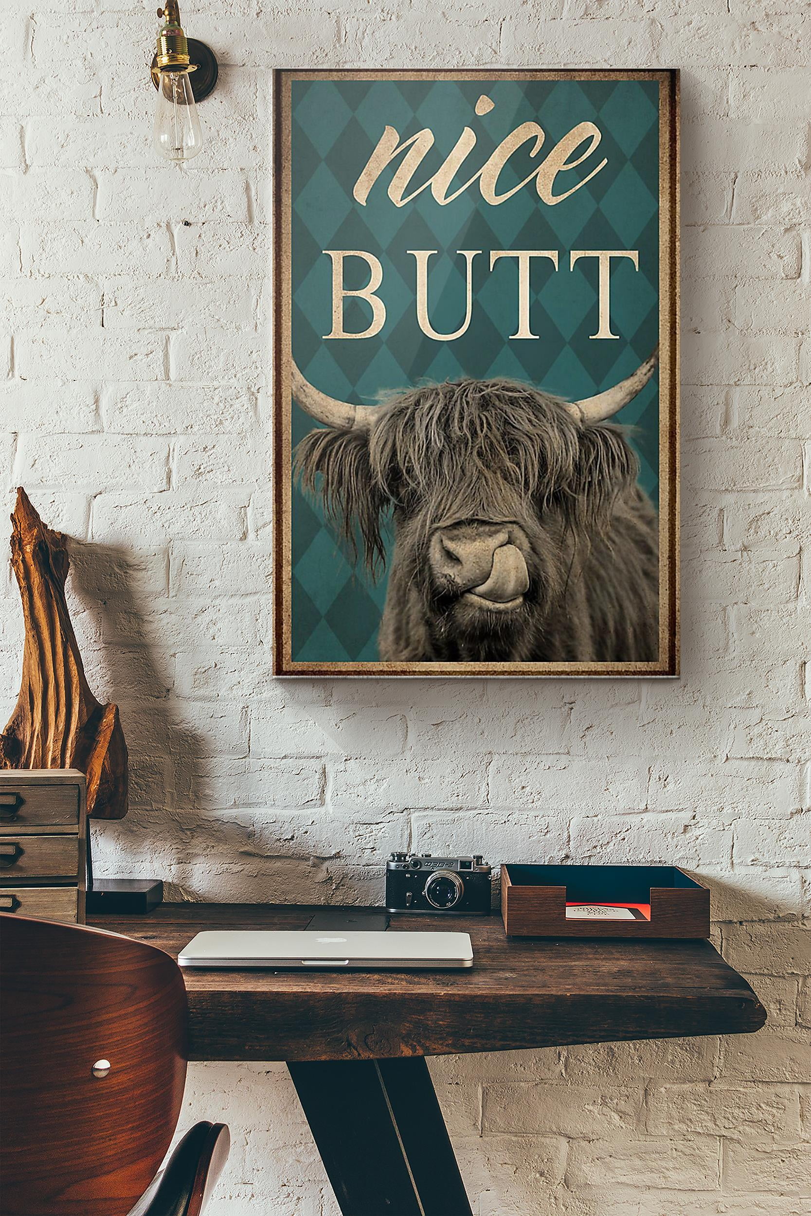 Black Highland Cow Nice Butt Poster Wrapped Poster 24 x 36 Inch Poster ...