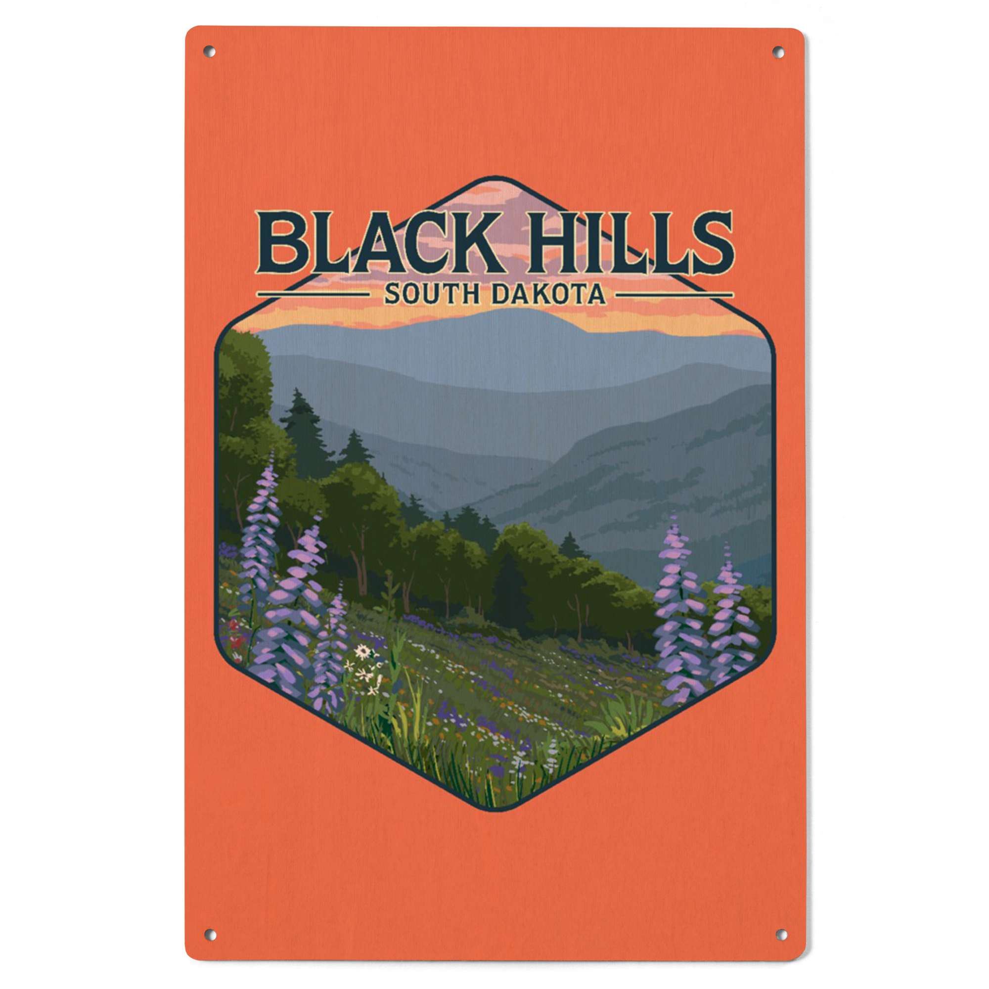 Black Hills, South Dakota, Spring Flowers, Contour Birch Wood Wall Sign ...