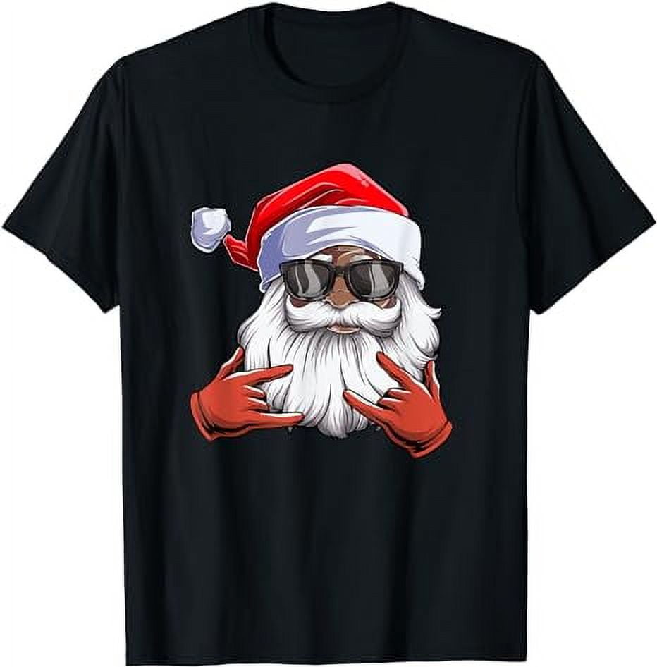 Black Hip Hop Afro Santa Clause African American Christmas T-Shirt ...