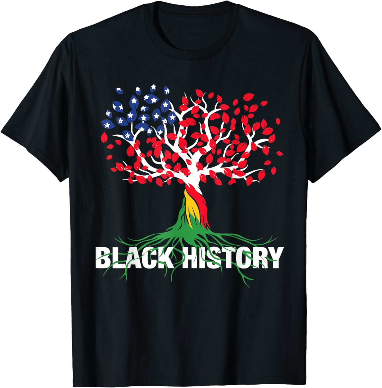 Black History Africa Roots American Tree Melanin Black Power T-Shirt ...