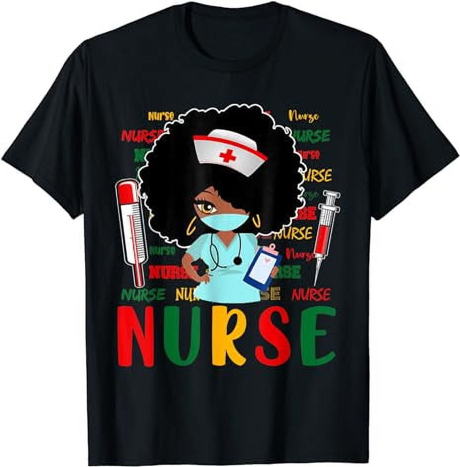 Black History Afro Nurse African Nursing Scrub Top Women T-Shirt ...