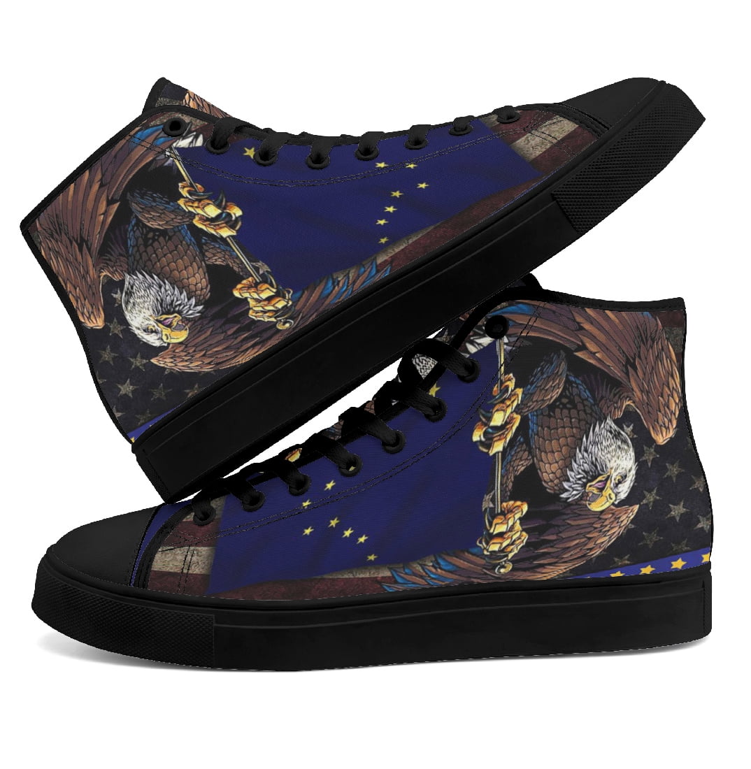 Alaska State Eagle High Top Canvas Shoes Sneakers Black Size 6 ...