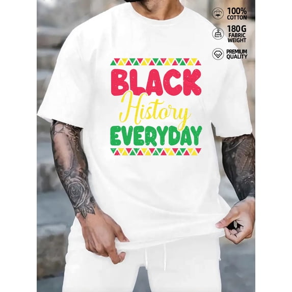 Black History Everyday men white 180G 100% Cotton Weekend casual wear ...