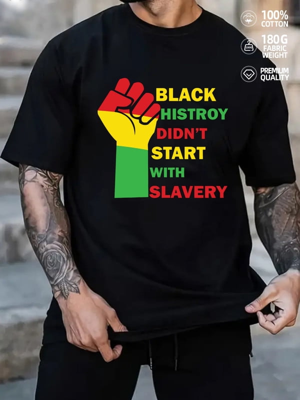 Black History Fist mens Black History Month black 180G 100% Cotton ...