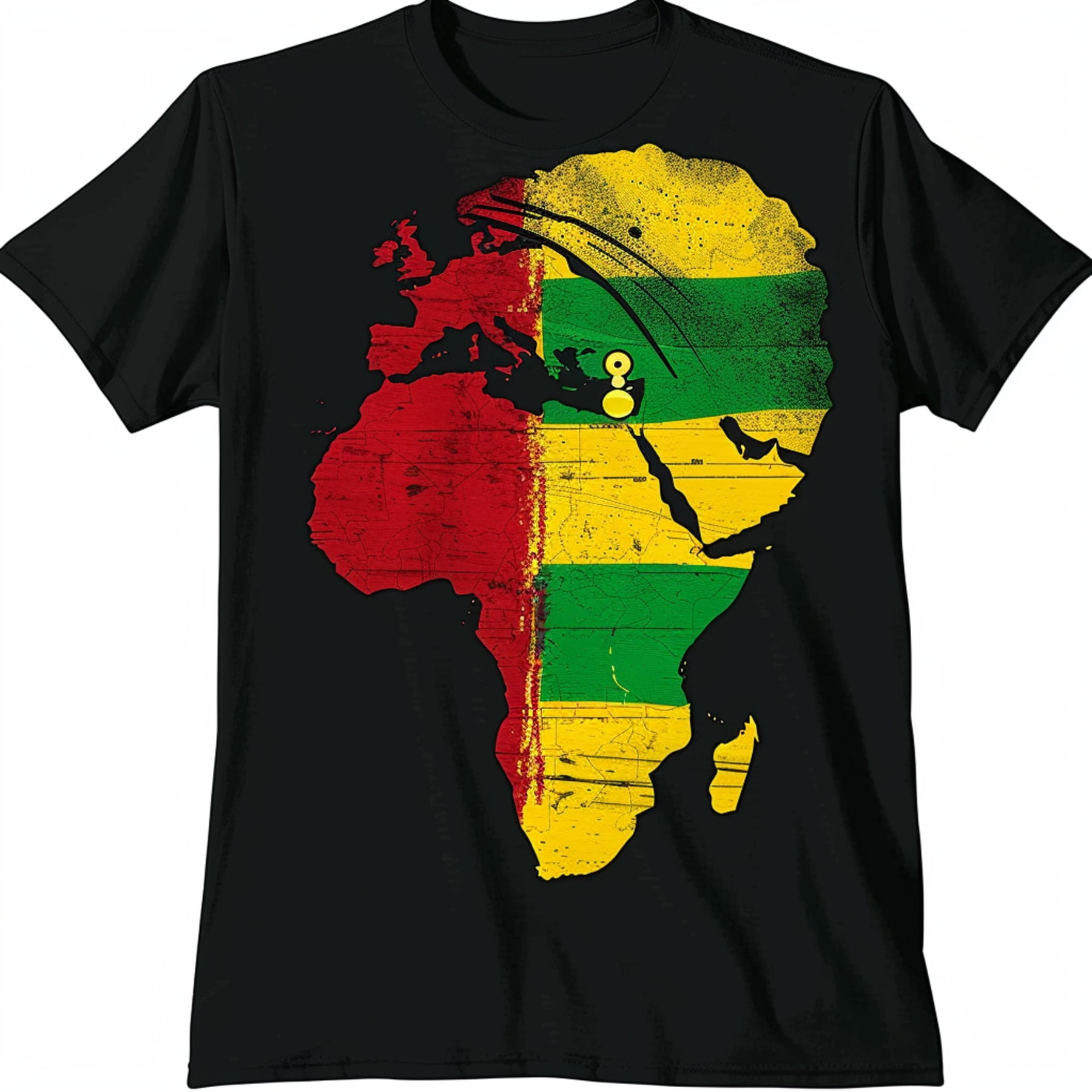 Black History Month African Woman Rasta Map T Shirt Red Yellow Green ...