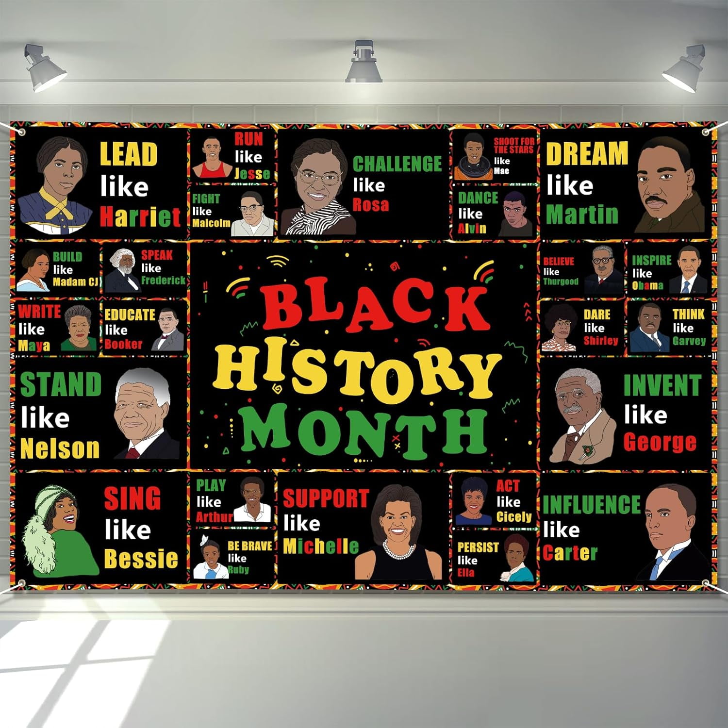 Black History Month Banner 71" x 47" Decorations Famous People African ...
