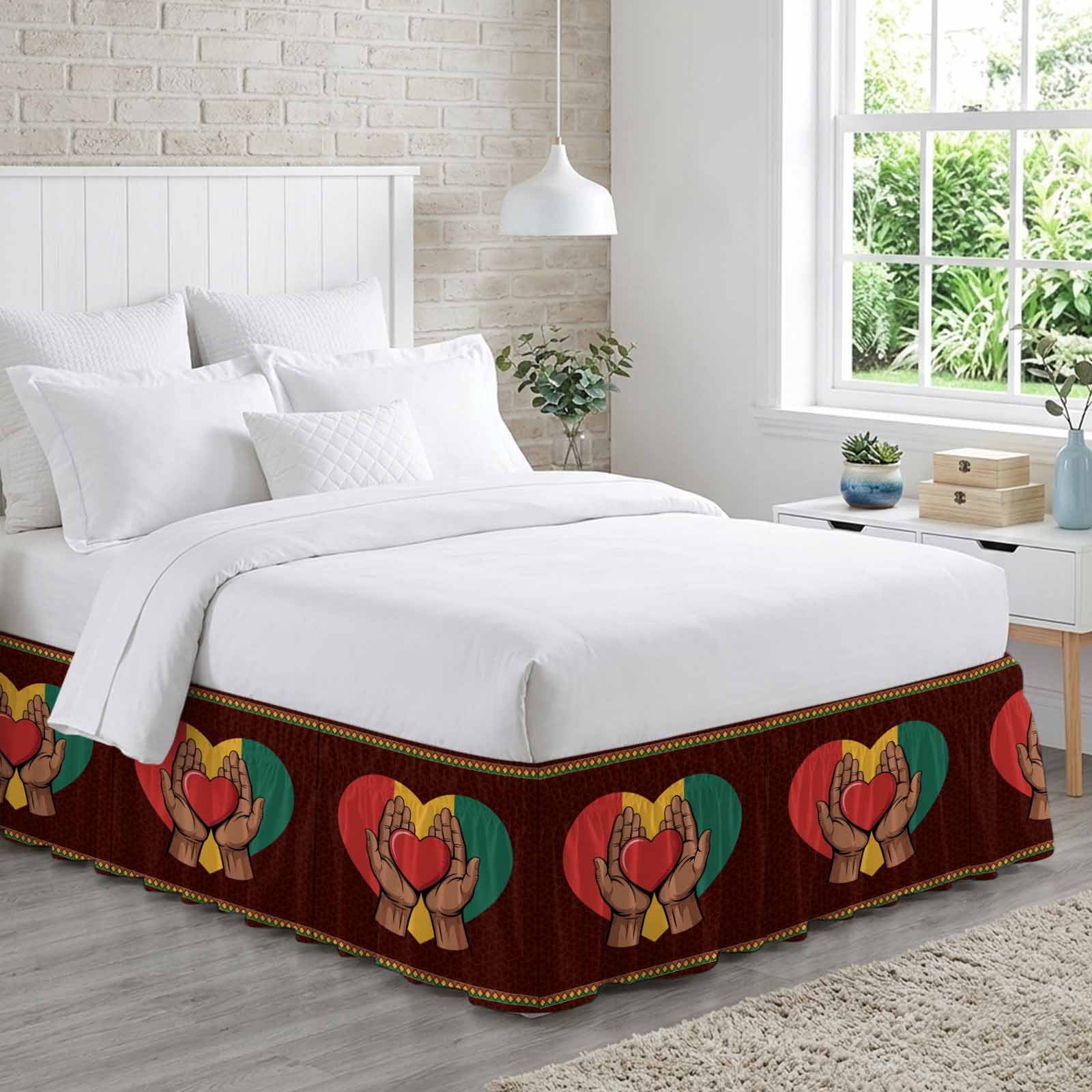Black History Month Bed Skirt Queen Size 16 Inch Drop, Vintage Red ...