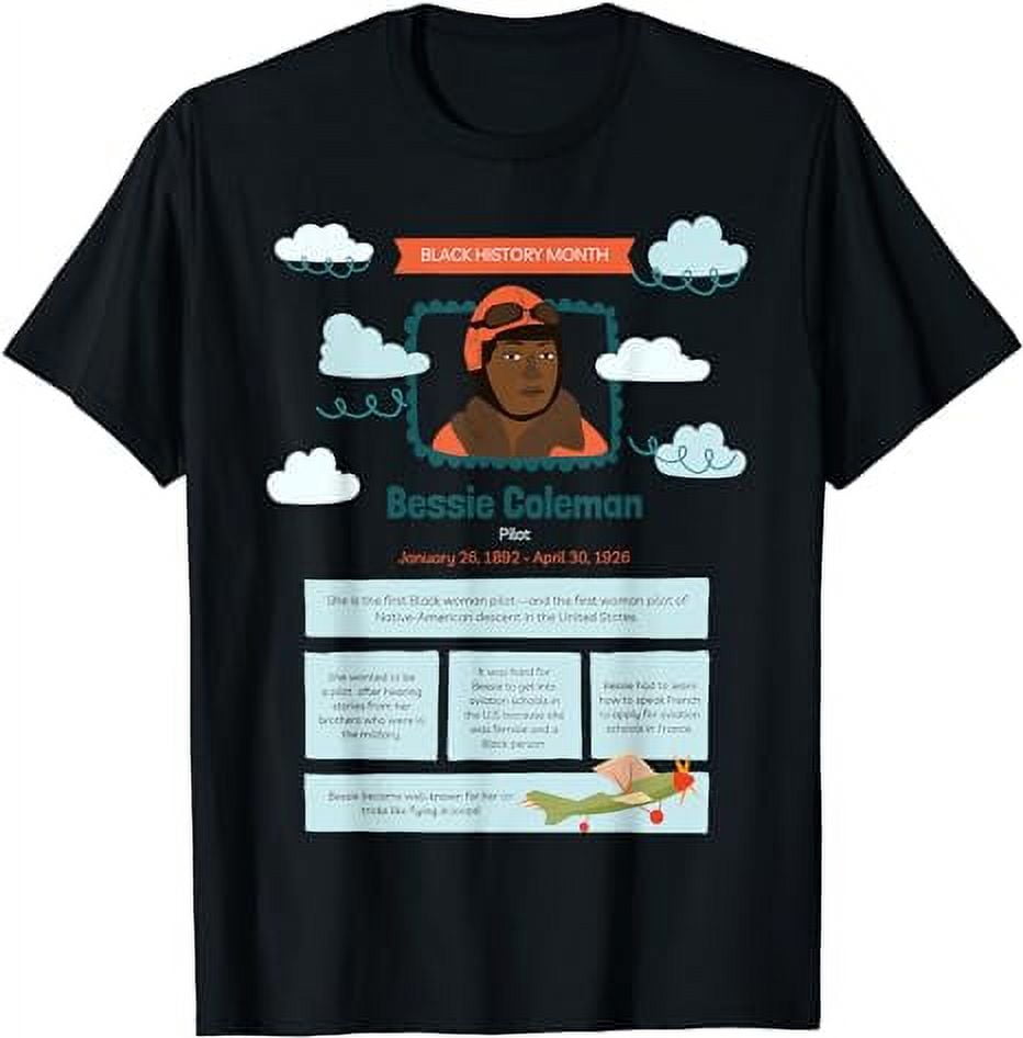 Black History Month Bessie Coleman Pilot T-Shirt - Walmart.com