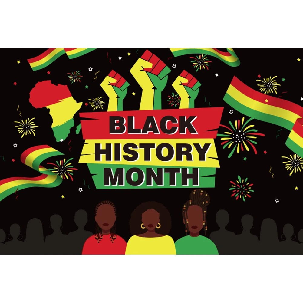 Black History Month Celebration Backdrop African American Unity Fist ...