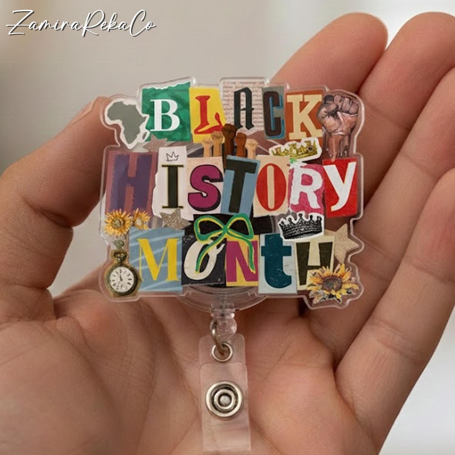 Black History Month Collage Style Badge Reel, African American Pride ID ...