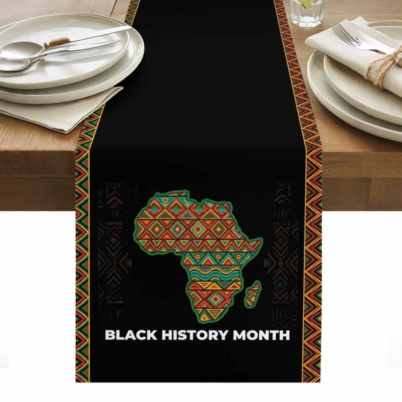 Black History Month Cotton Linen Table Runner Retro Abastract Texture ...