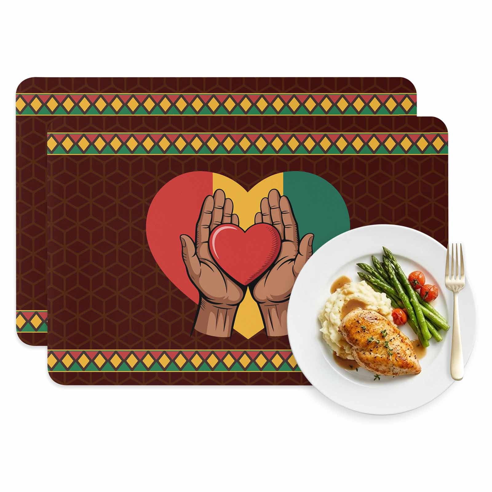 Black History Month Leather Placemats Set of 2, 12x18 Inch, Vintage Red ...