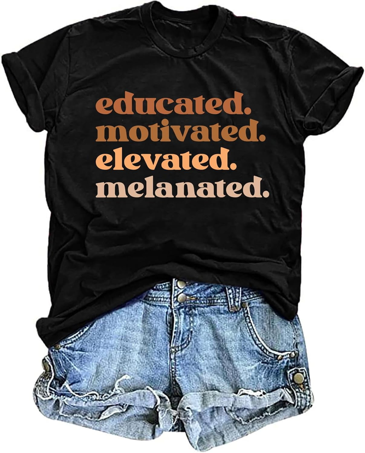 Black History Month Shirt for Women Educated Motivated Elevated T-shirt ...