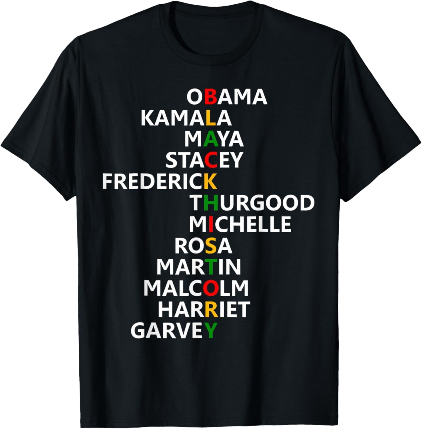 Black History Month T-Shirt African American Leaders Names Graphic Tee ...