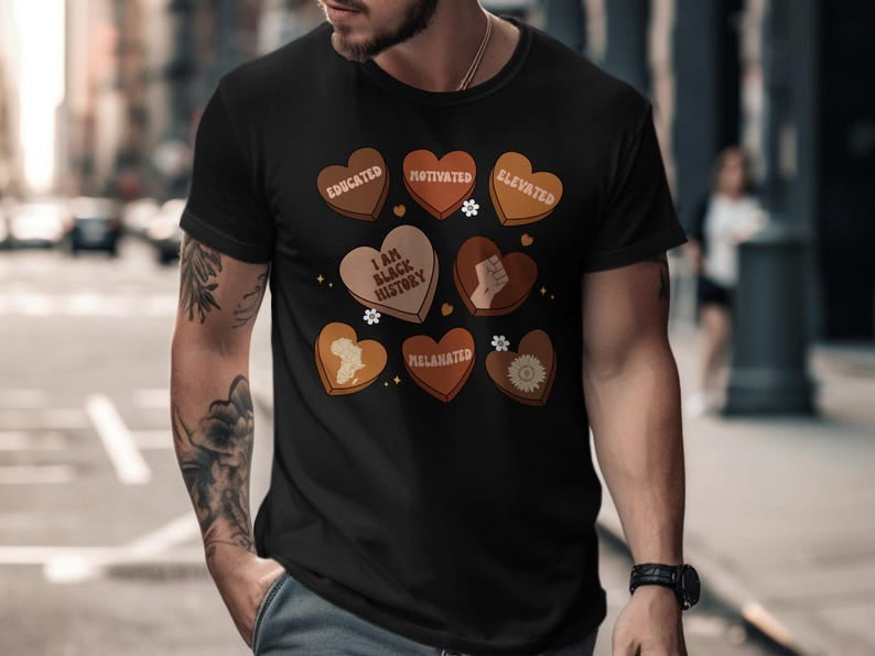 Black History Month T-Shirt, Heart Candy Tee, Educated Motivated ...