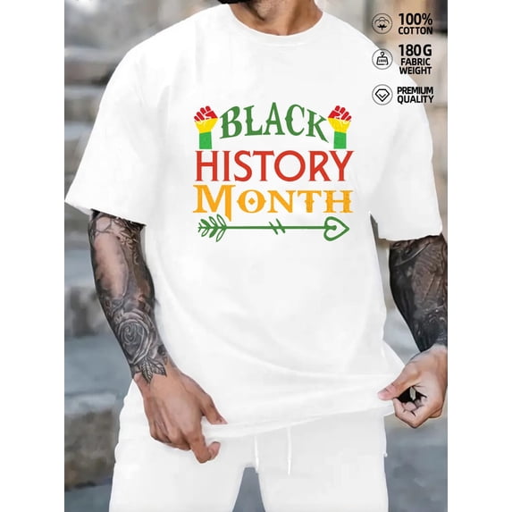Black History Month for men Black History Month white 180G 100% Cotton ...