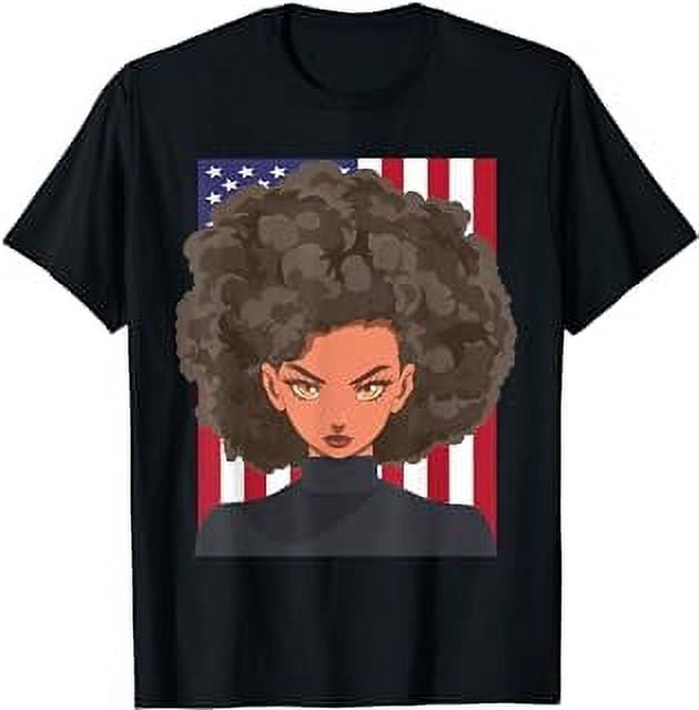Black History Panther Party Afro 1966 American Flag Vintage T-Shirt ...
