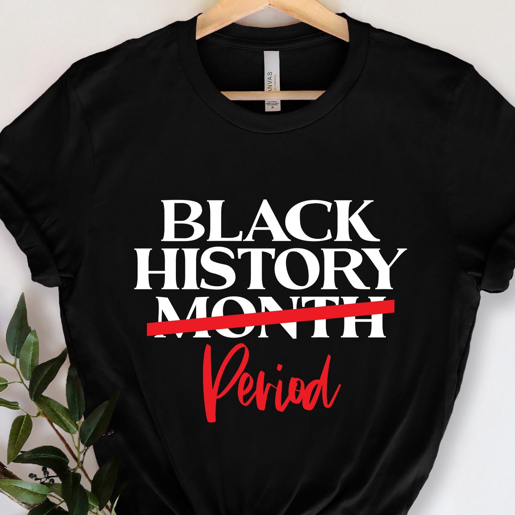 Black History Period T-Shirt - Bold Design with Red Cursive ...