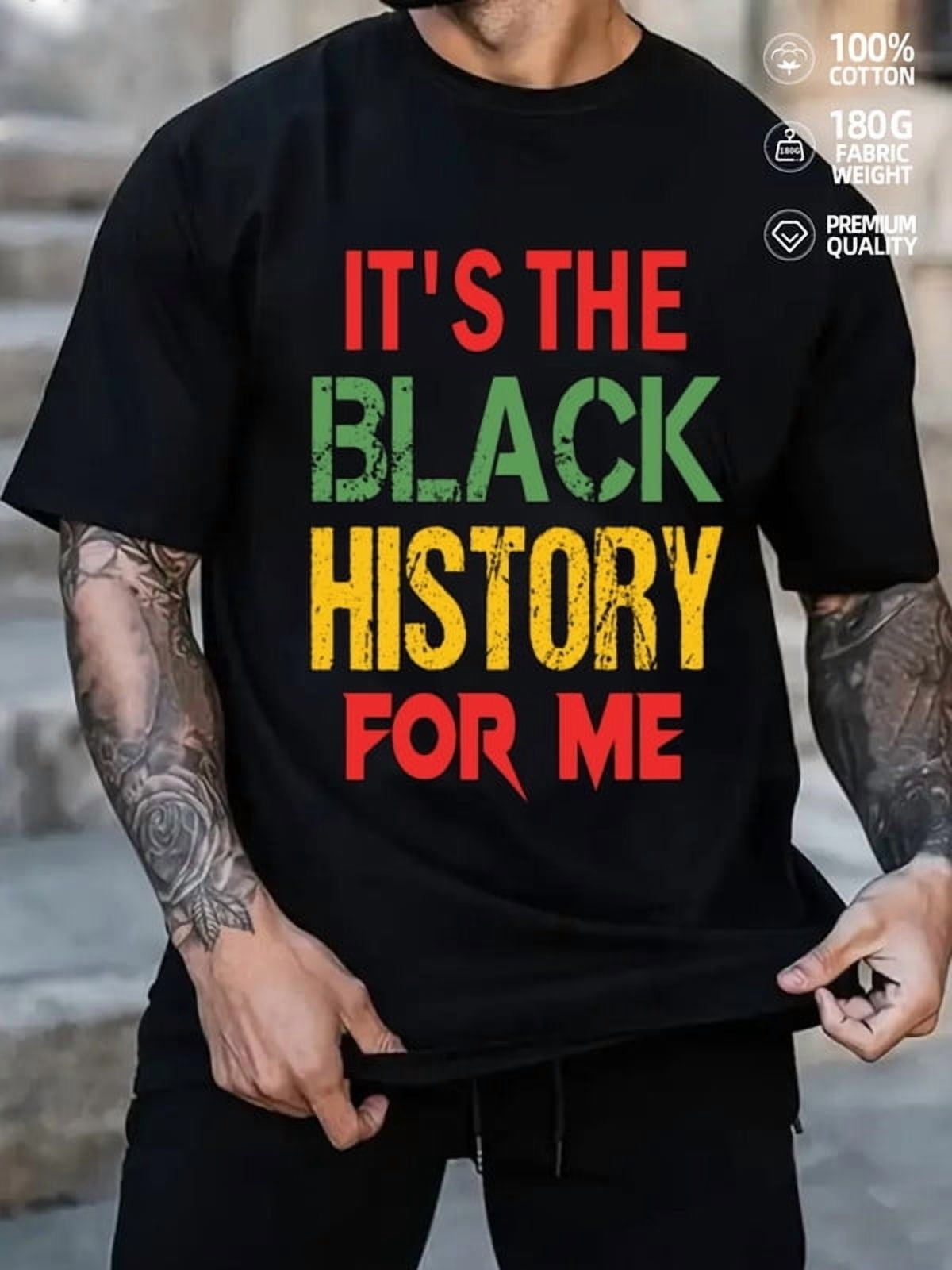 Black History Pride men black 180G 100% Cotton Daytime and weekend wear ...