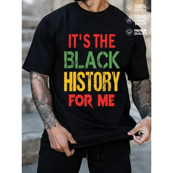 Black History Pride men black 180G 100% Cotton Daytime and weekend wear ...