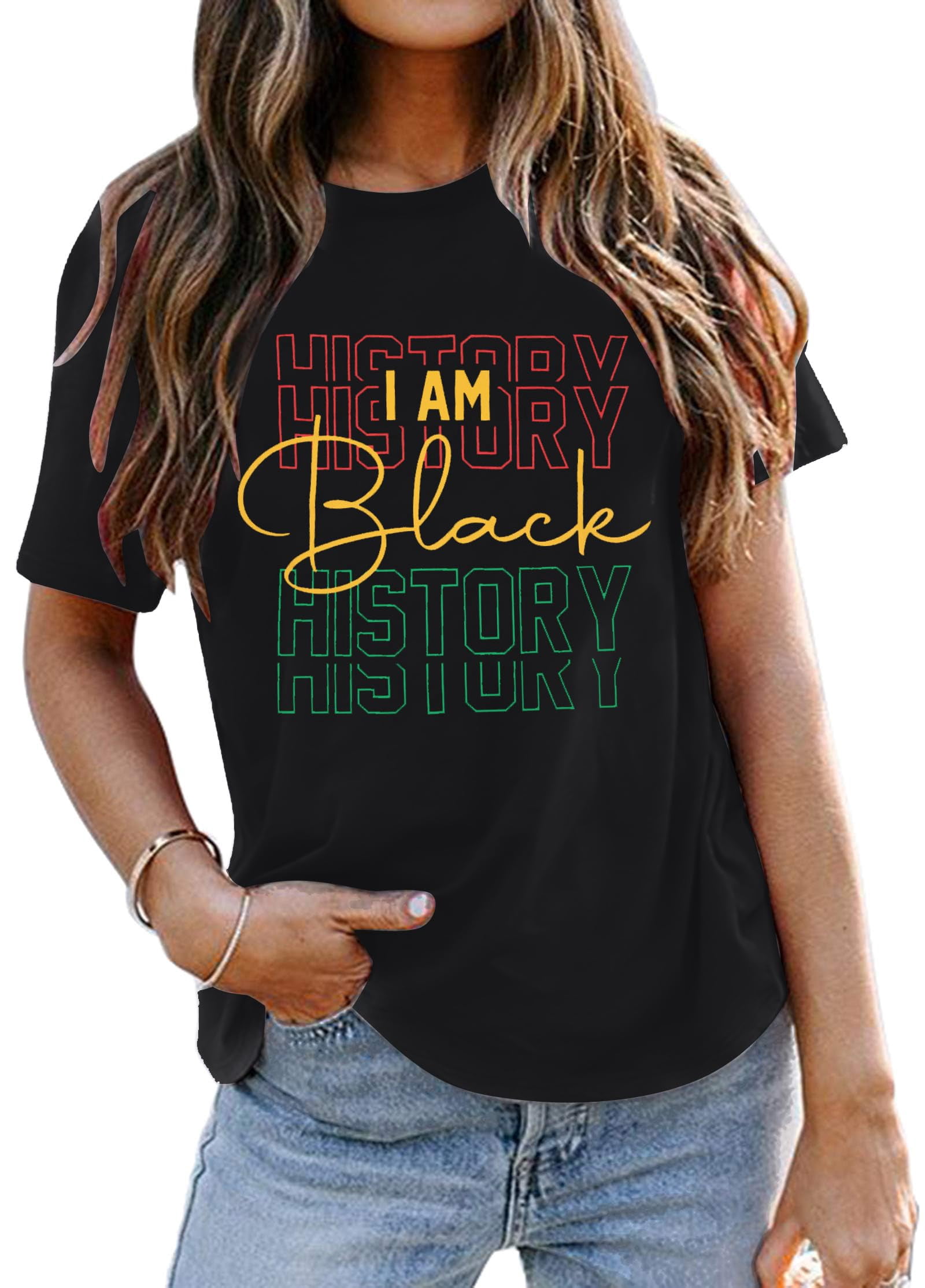 Black History Shirts Women Black History Month T-Shirt I am Black Print ...