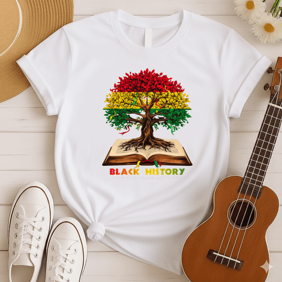 Black History Tree of Life Open Book T-Shirt, for men & women, S-5XL ...