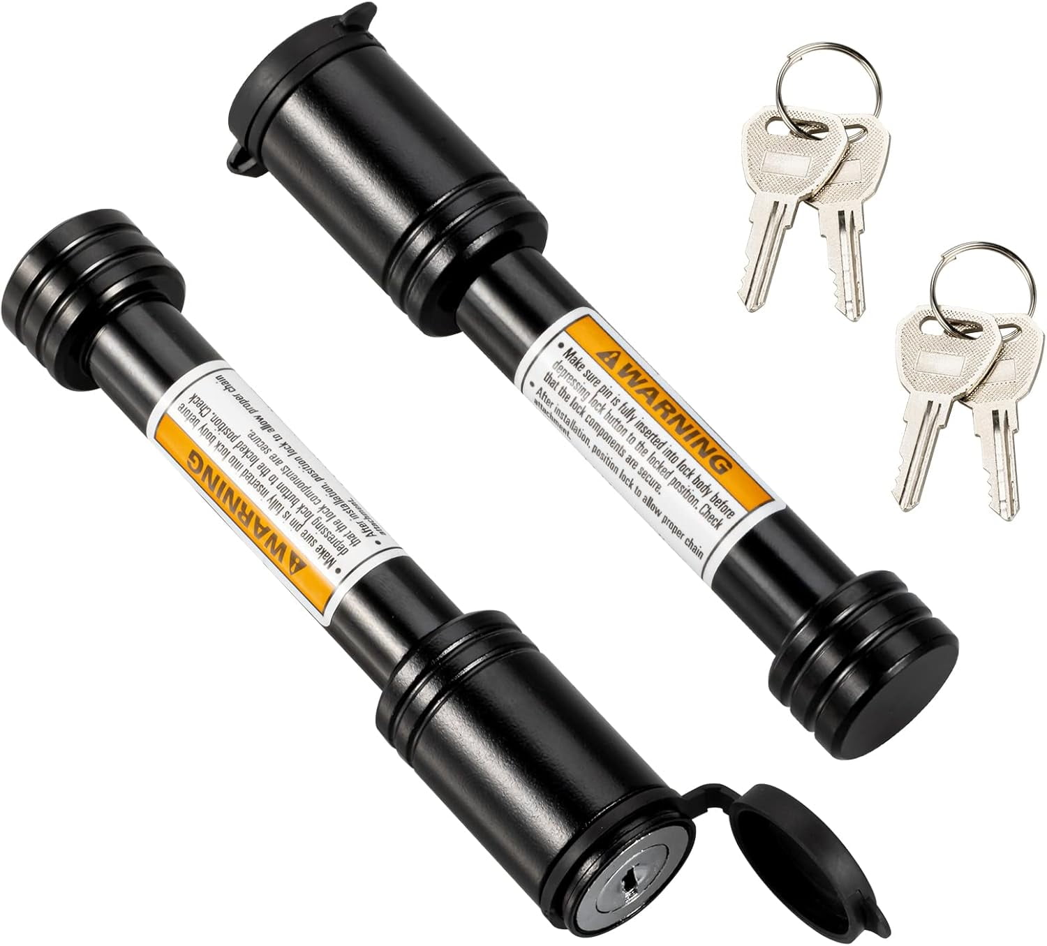 Black Hitch Pin Lock, 5/8" Dia Trailer Hitch Looking Pin with Keys ...